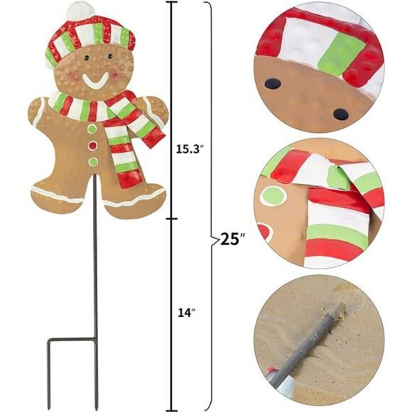 Holiday | 2 Pack Christmas Metal Stakes 248 Gingerbread Boy And Girl ...